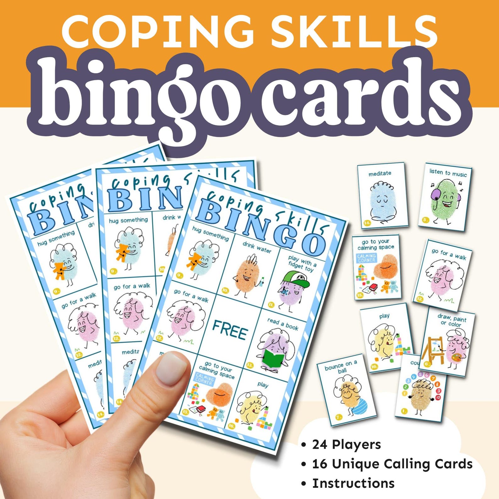 Coping Skills BINGO Game | Printable BINGO Game | Coping Skills ...