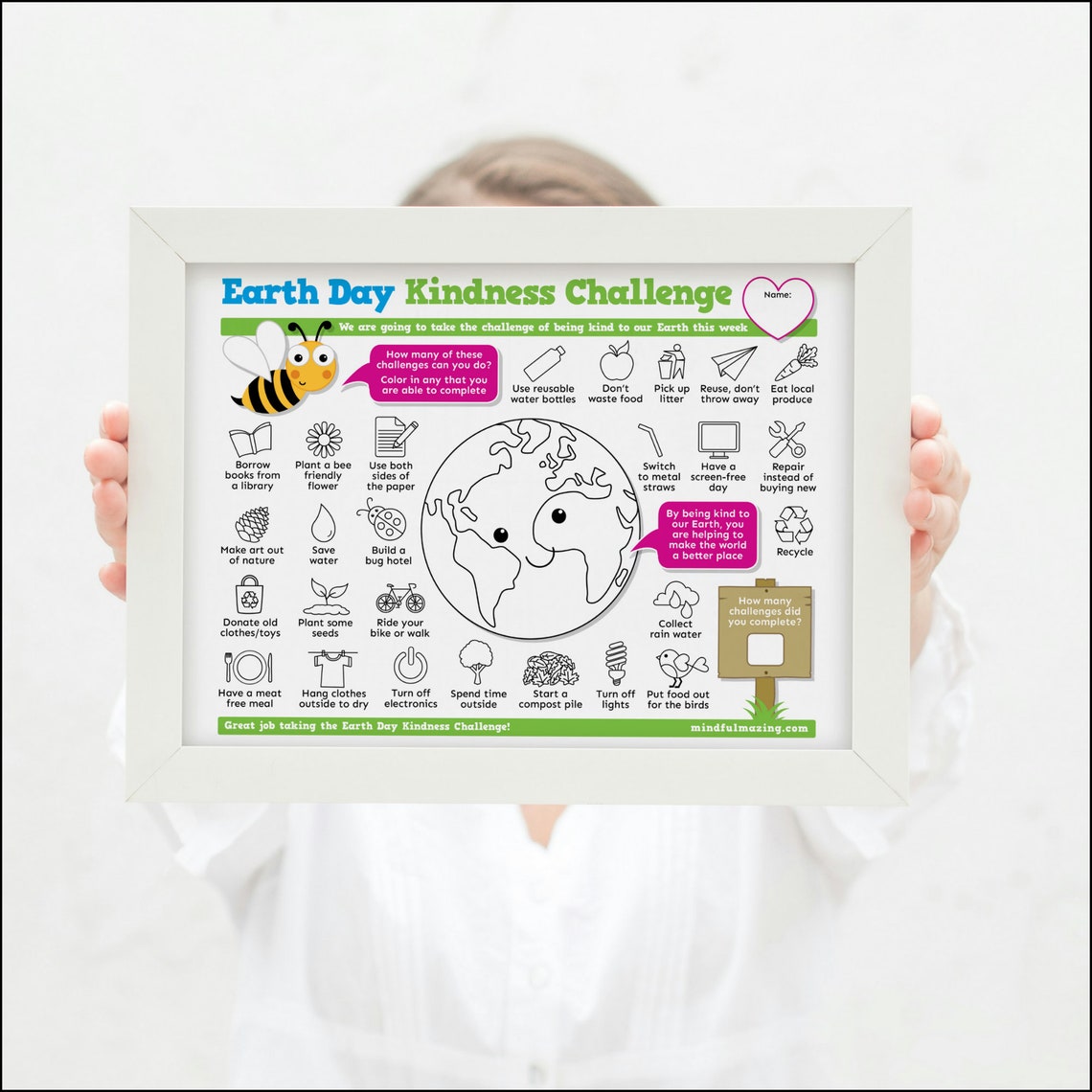 Kindness Activity Printable for Kids Earth Day Challenge Earth Day ...