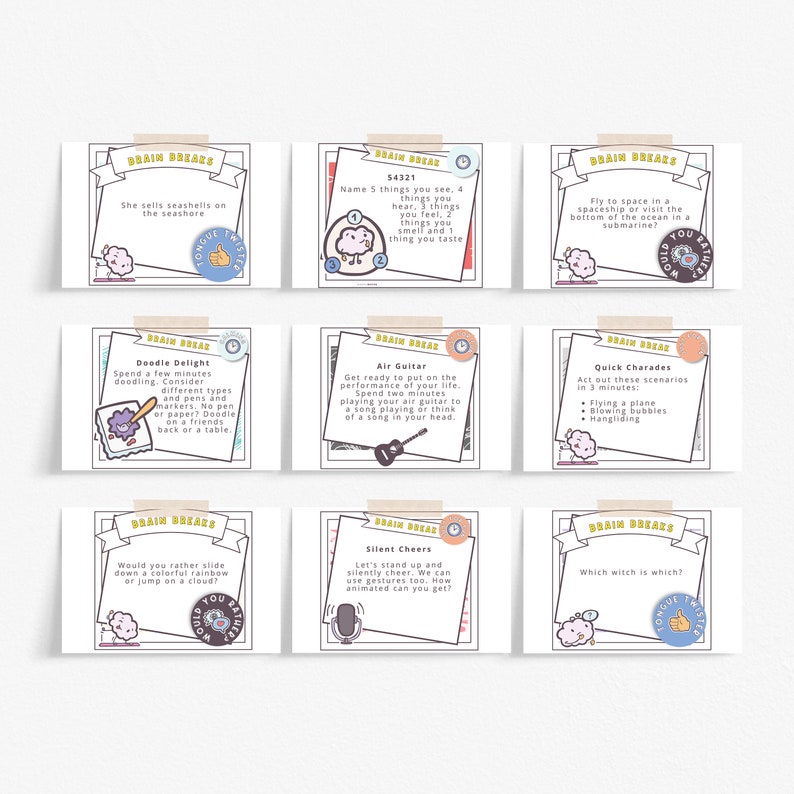 Brain Breaks Cards for Kids | Classroom Management | Movement Breaks ...