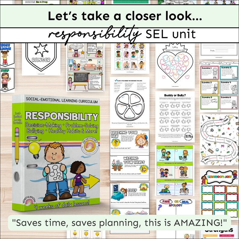 Responsibility Lessons | Responsibility Worksheet| Social Emotional ...