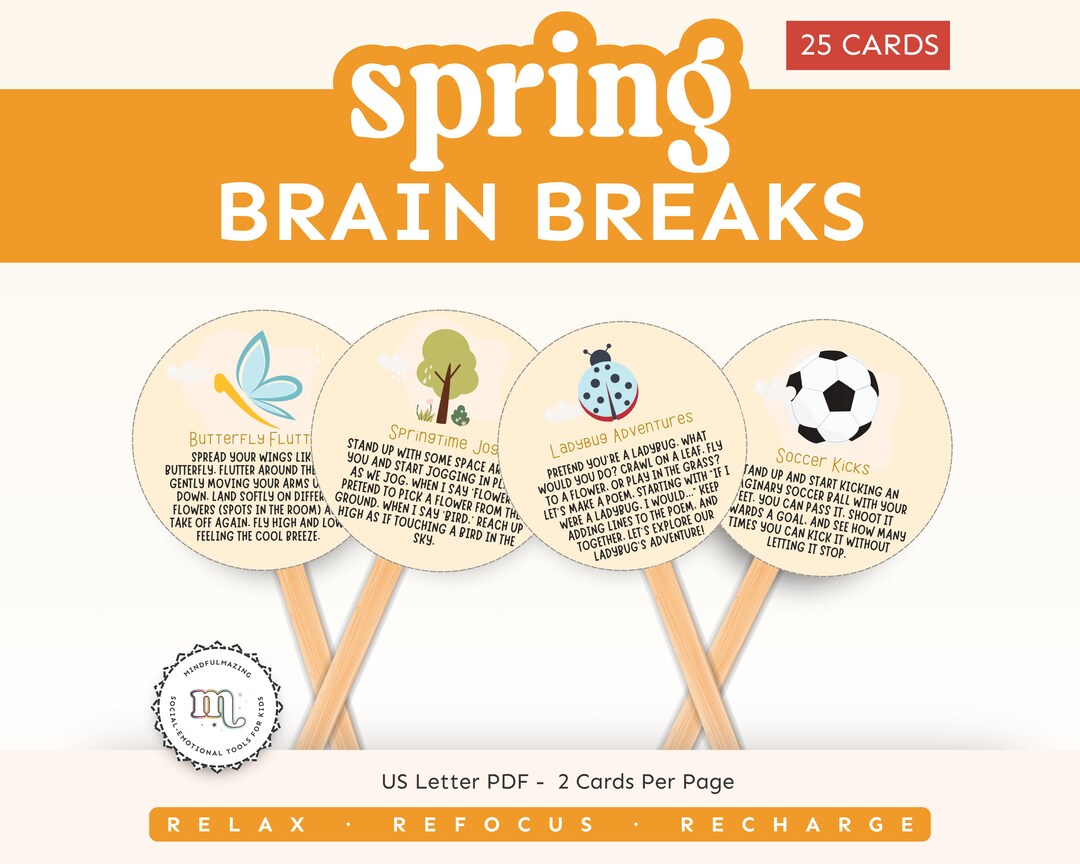 Spring Brain Breaks | Brain Break Activities | Brain Break Cards ...