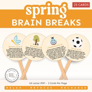 Spring Brain Breaks Brain Break Activities Brain Break Cards Spring ...