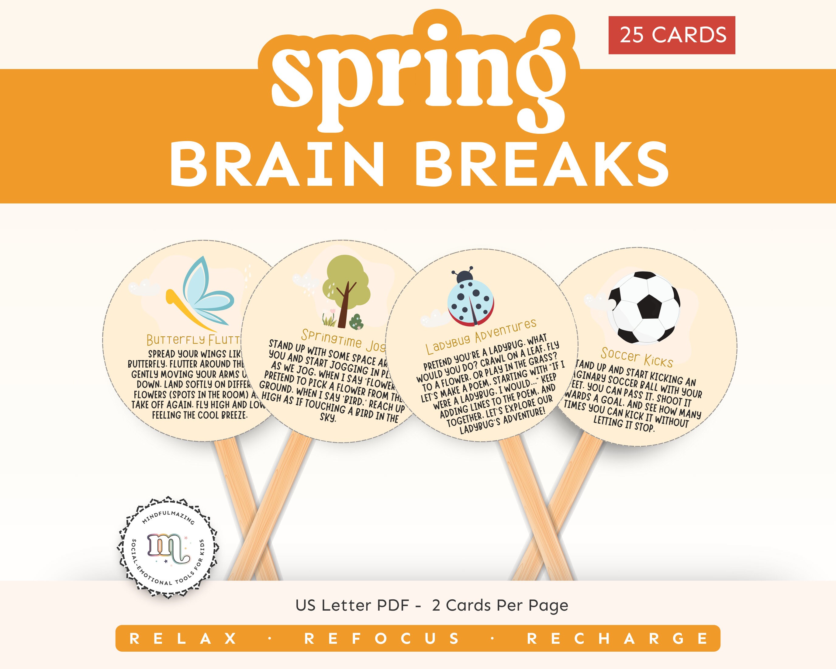 Spring Brain Breaks Brain Break Activities Brain Break Cards Spring ...