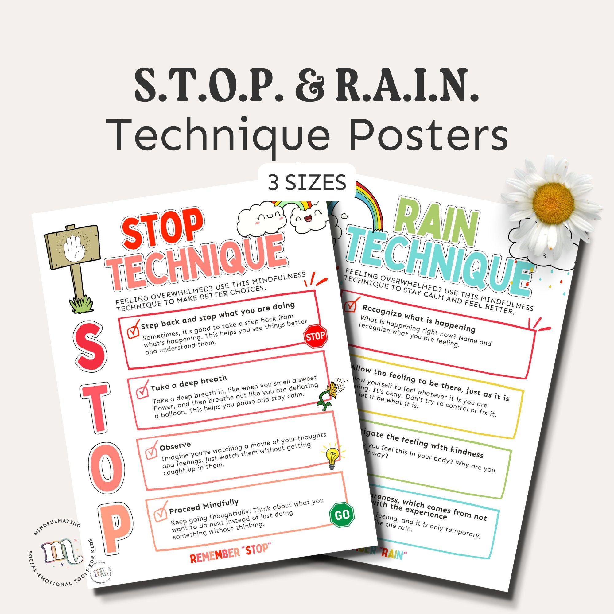 STOP Technique Poster - Watercolor Version | RAIN Technique | Calming ...