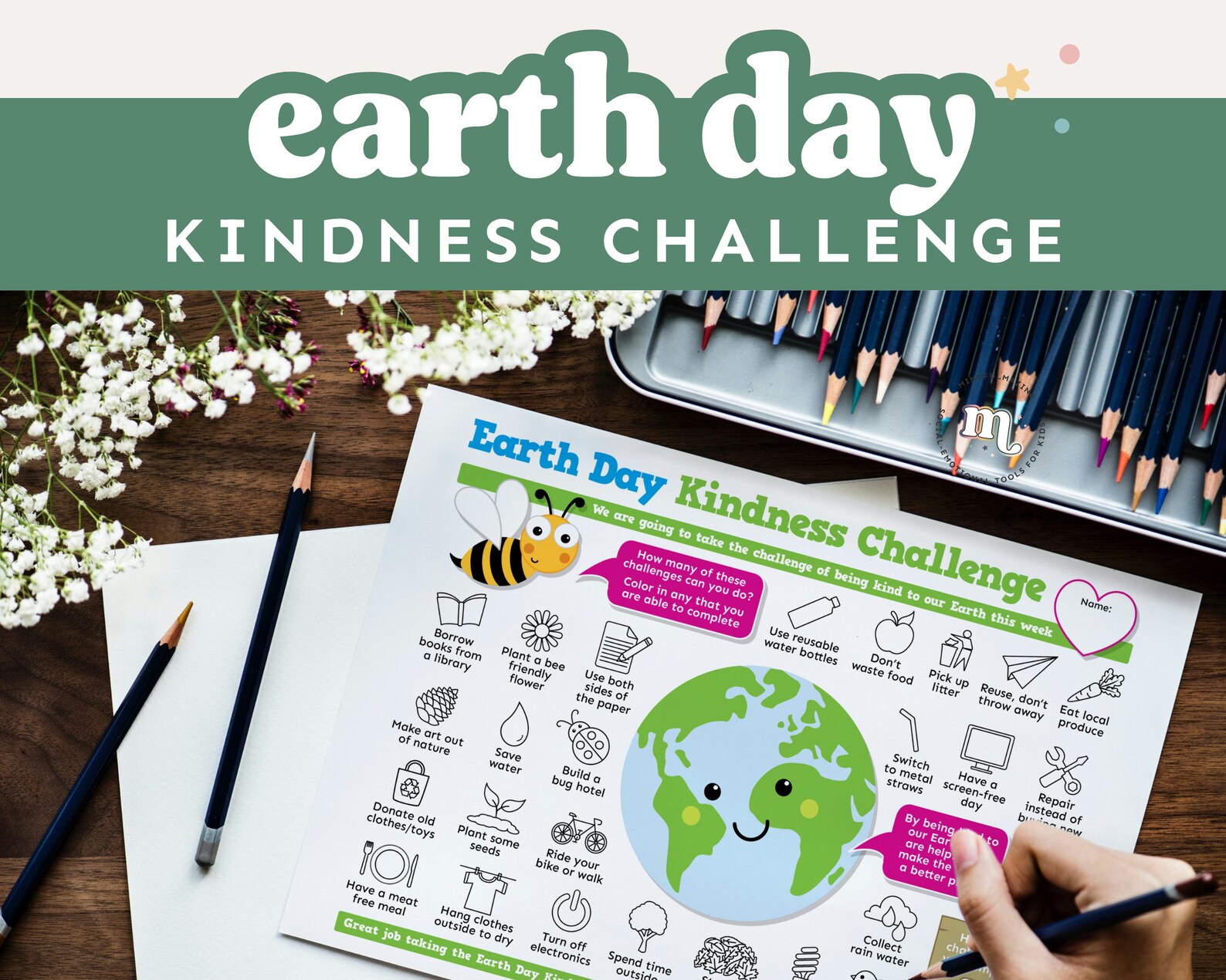 Kindness Activity Printable for Kids Earth Day Challenge Earth Day ...