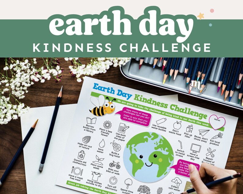 Kindness Activity Printable for Kids | Earth Day Challenge | Earth Day ...
