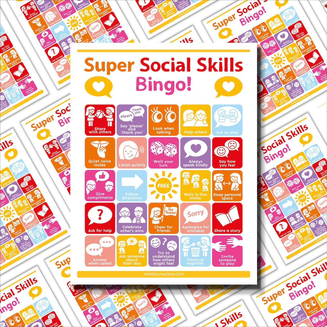 Social Skills BINGO Game | Printable BINGO Game | 30 Players | Social ...