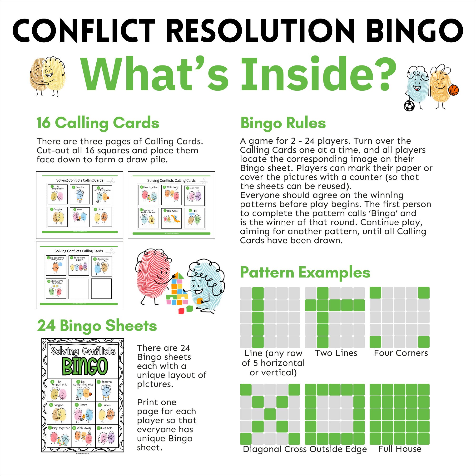 Conflict Resolution BINGO Game | Printable BINGO Game | 24 Players ...
