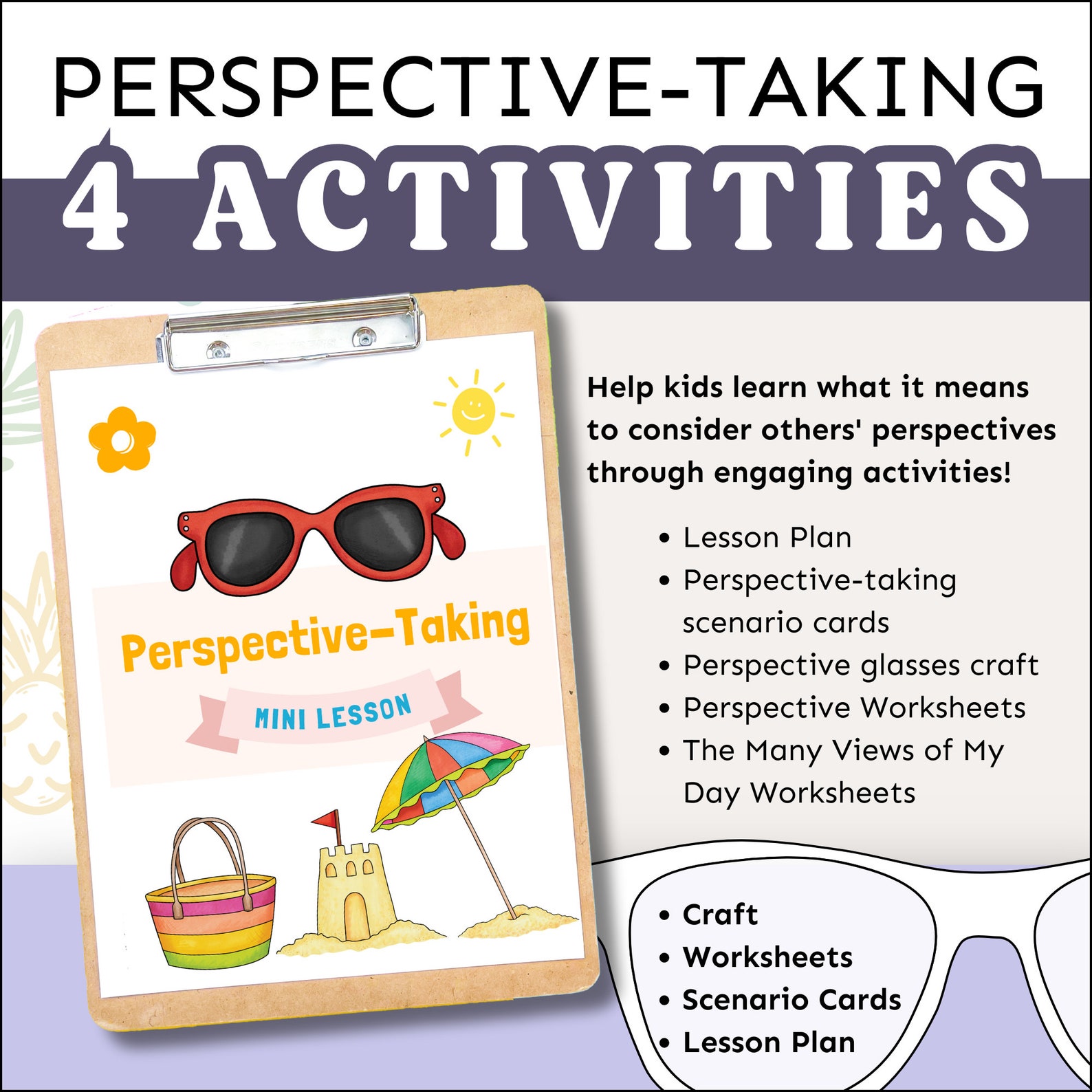 Perspective Taking Worksheets | Sunglasses Activities | Empathy ...
