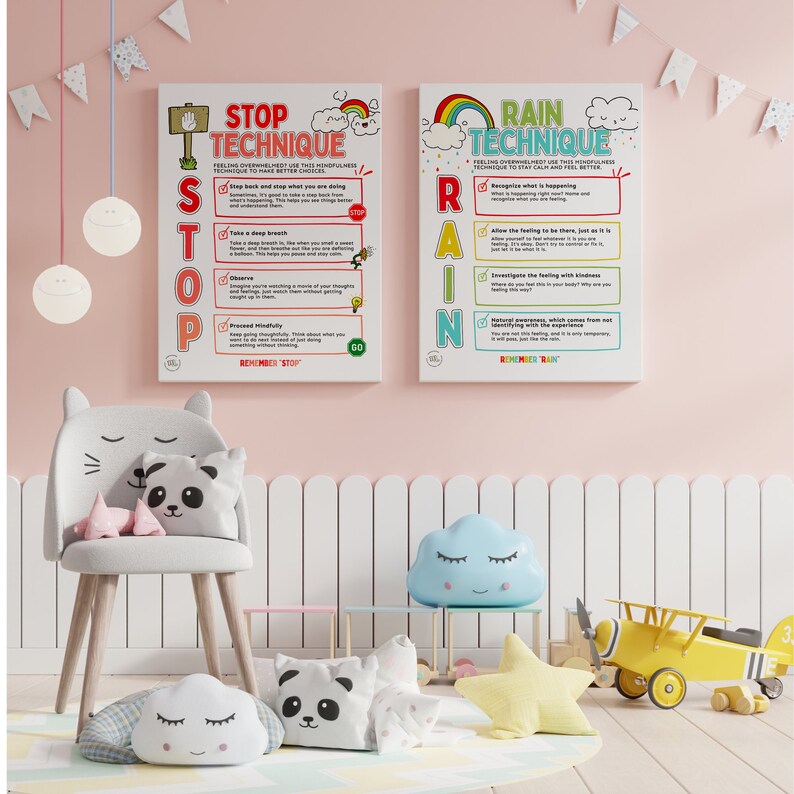 STOP Technique Poster - Watercolor Version | RAIN Technique | Calming ...