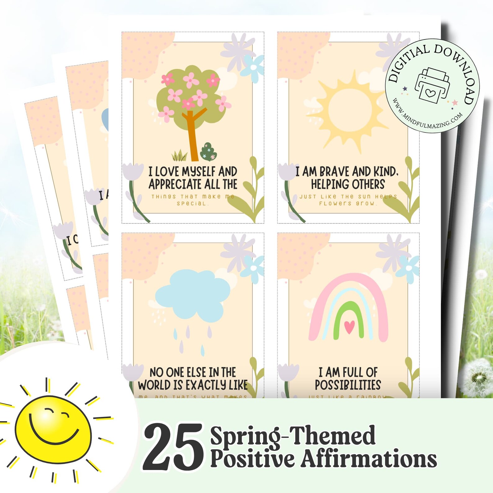 Positive Affirmation Cards for Kids [spring-themed] Affirmation ...