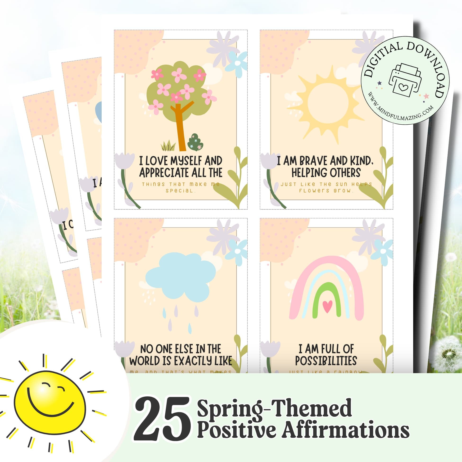 Positive Affirmation Cards for Kids [spring-themed] Affirmation ...