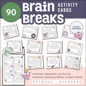 Brain Breaks Cards for Kids | Classroom Management | Movement Breaks ...