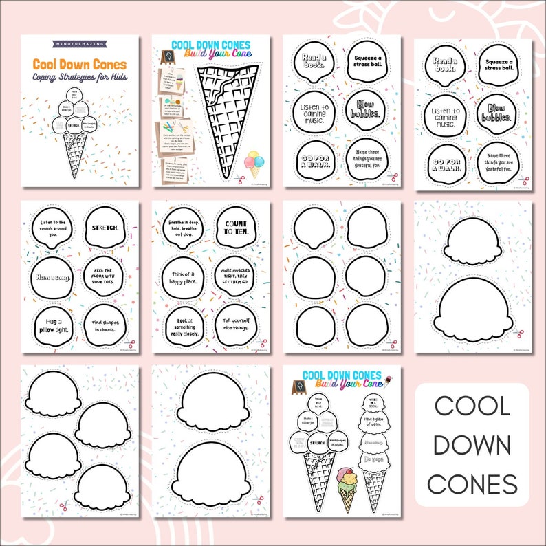 Cool Down Cones Coping Strategies, Coping Skills List, Emotional ...