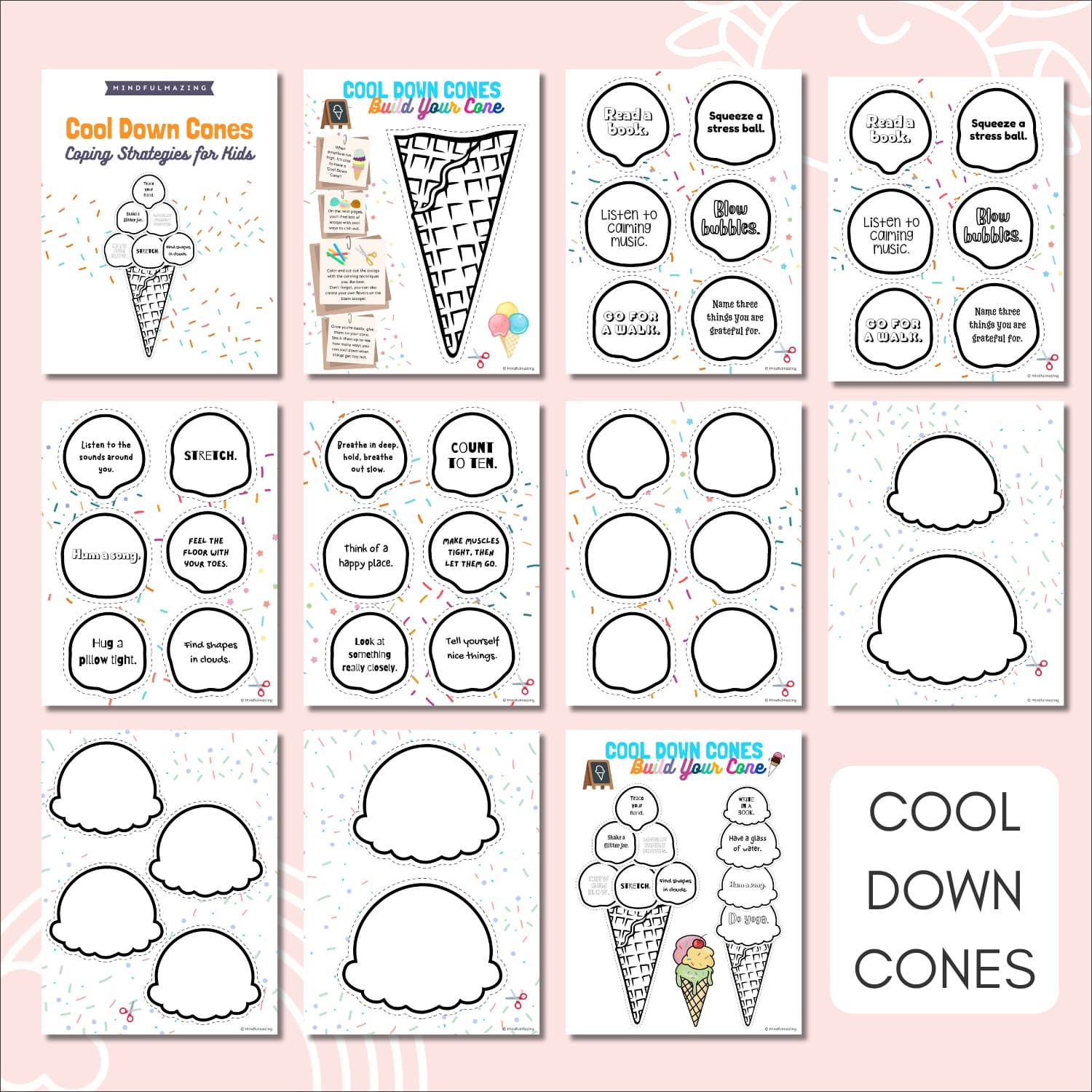 Cool Down Cones Coping Strategies, Coping Skills List, Emotional ...