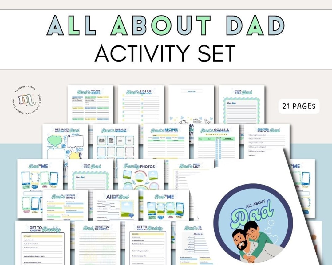 All About Dad Printable Activity Set, Father's Day Gift Set, Printable ...