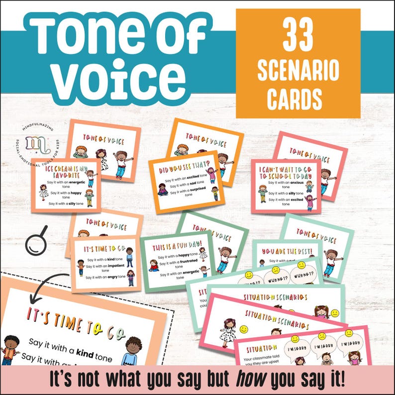 Tone of Voice Cards for Kids | Tone of Voice Scenario Cards | Social ...