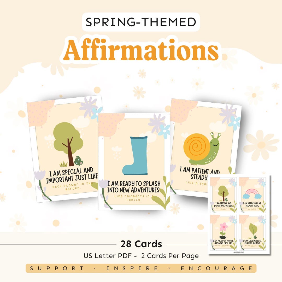 Positive Affirmation Cards for Kids [spring-themed] Affirmation ...