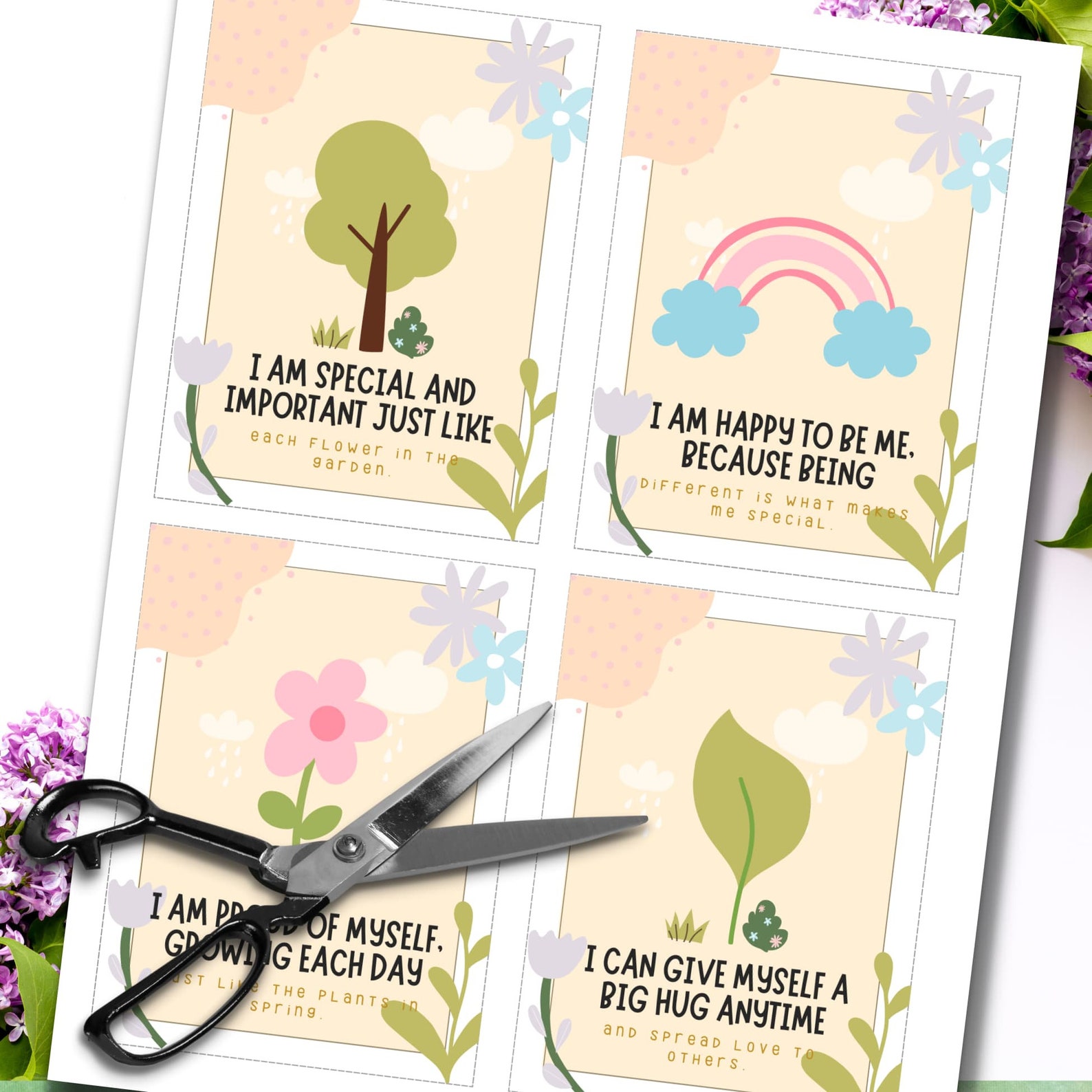 Positive Affirmation Cards for Kids [spring-themed] Affirmation ...