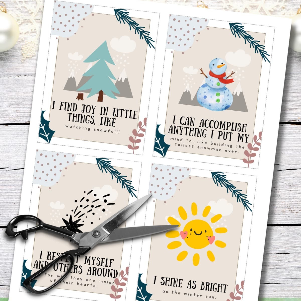 Winter-themed Positive Affirmation Cards for Kids | Affirmation Cards ...