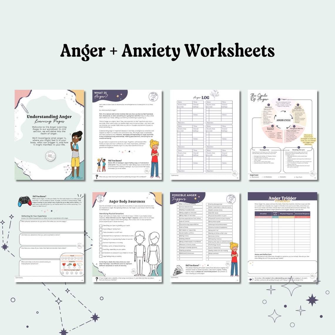 Teen Therapy Worksheets Bundle, Therapist Journal Anxiety, Teenagers ...
