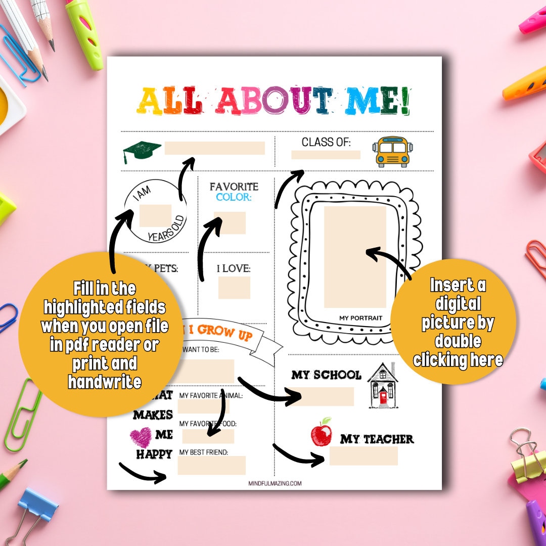 All About Me Worksheets | Back to School Activities | All About Me ...