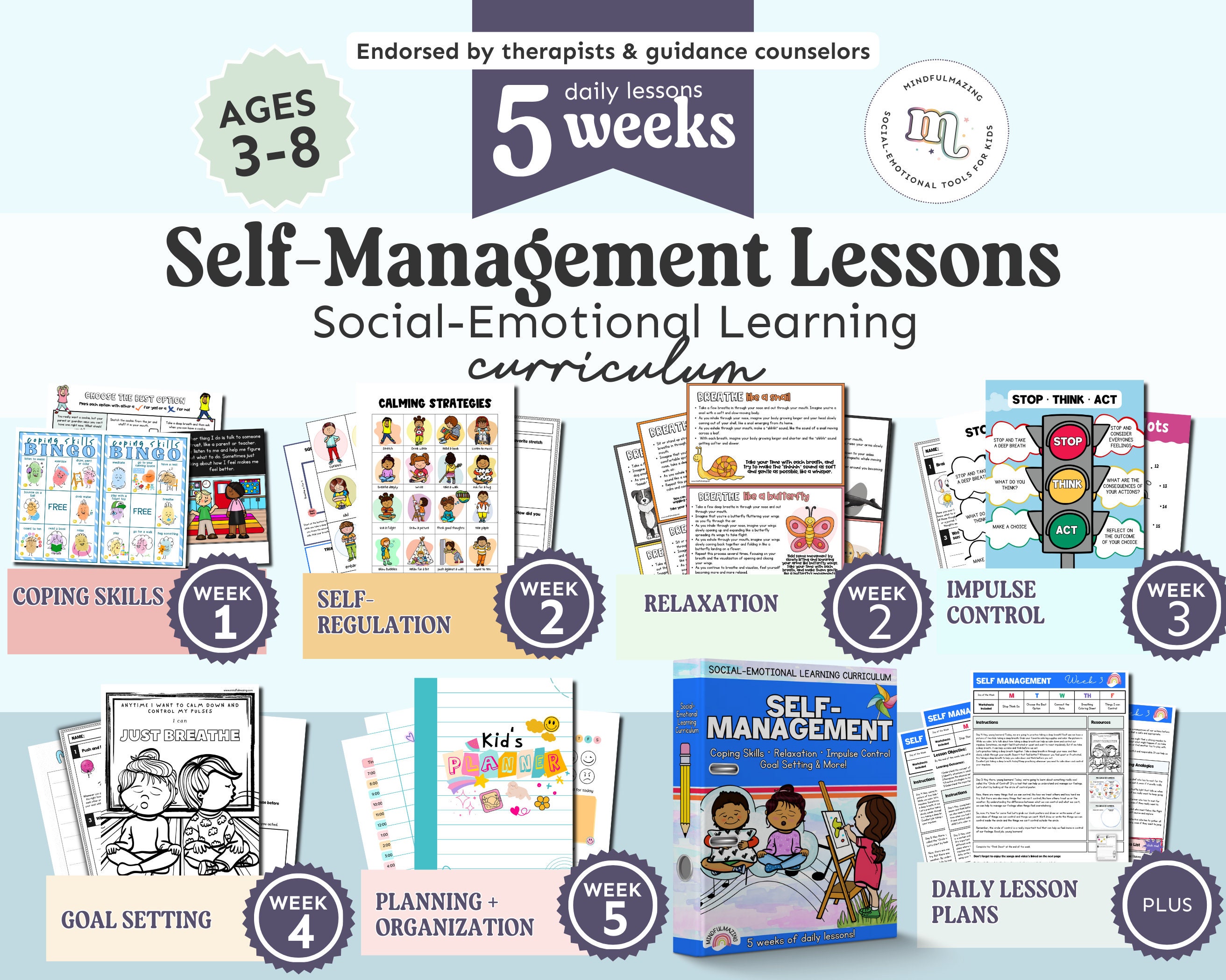 Self-management Social-emotional Curriculum K-2 coping Strategies Goals ...