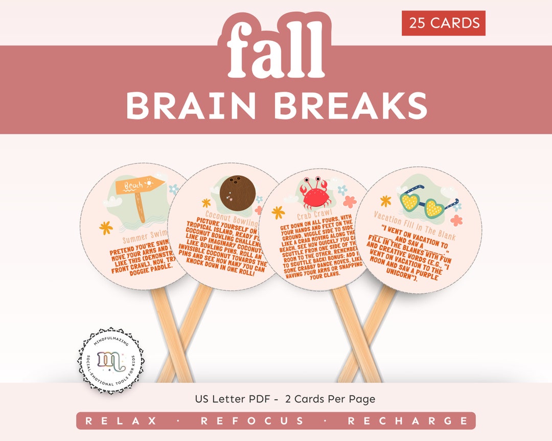 Fall Brain Breaks | Brain Break Activities | Brain Break Cards - Etsy ...