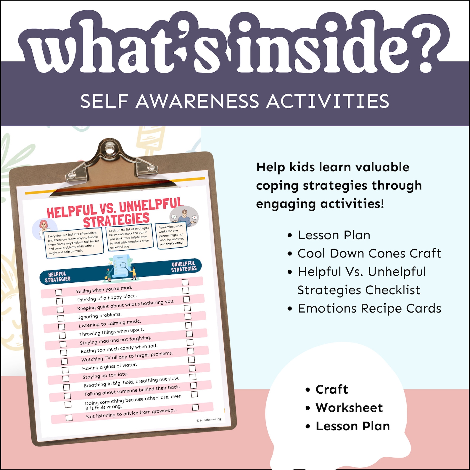 Cool Down Cones Coping Strategies, Coping Skills List, Emotional ...