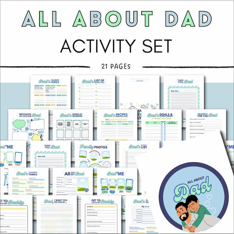 All About Dad Printable Activity Set, Father's Day Gift Set, Printable ...