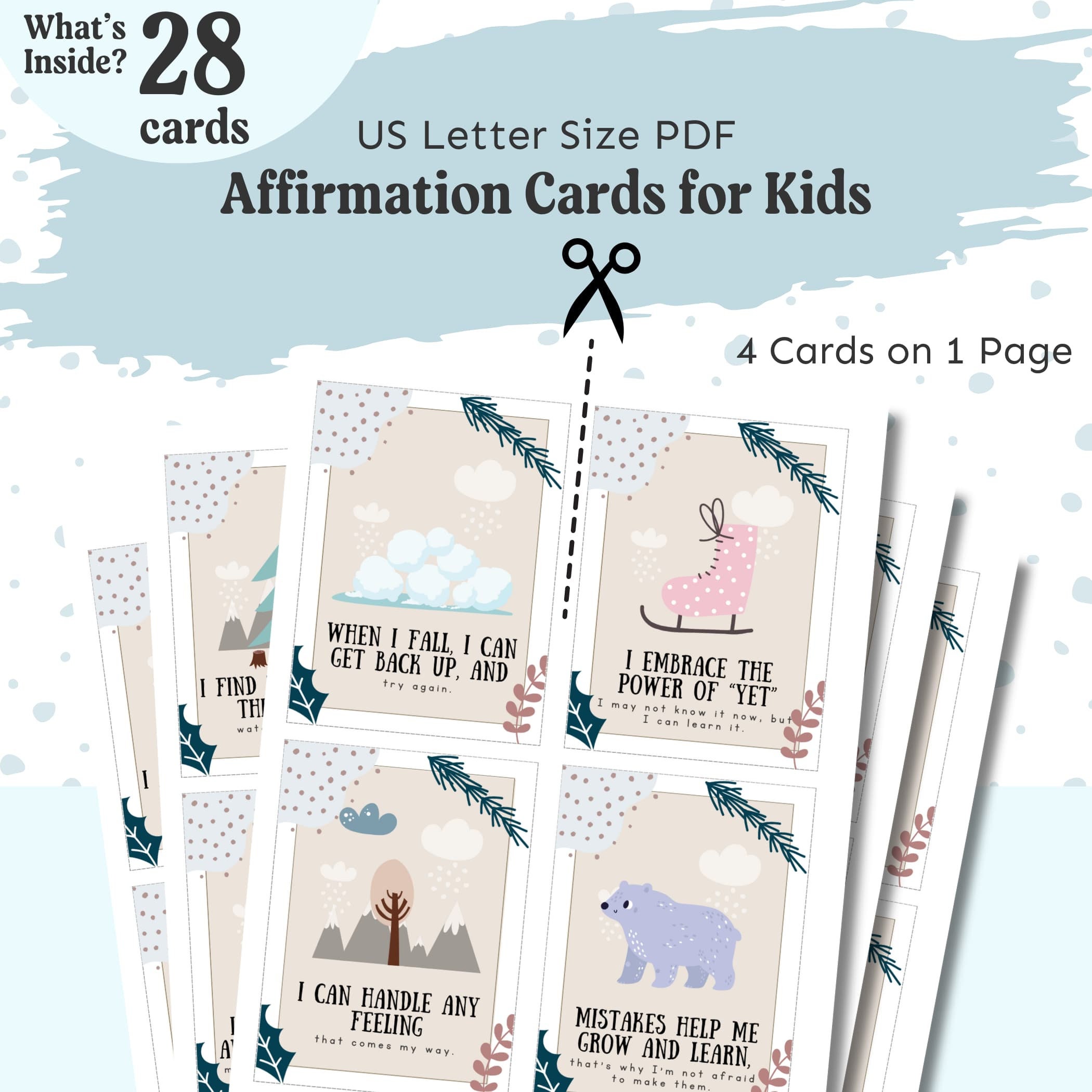 Winter-themed Positive Affirmation Cards for Kids | Affirmation Cards ...