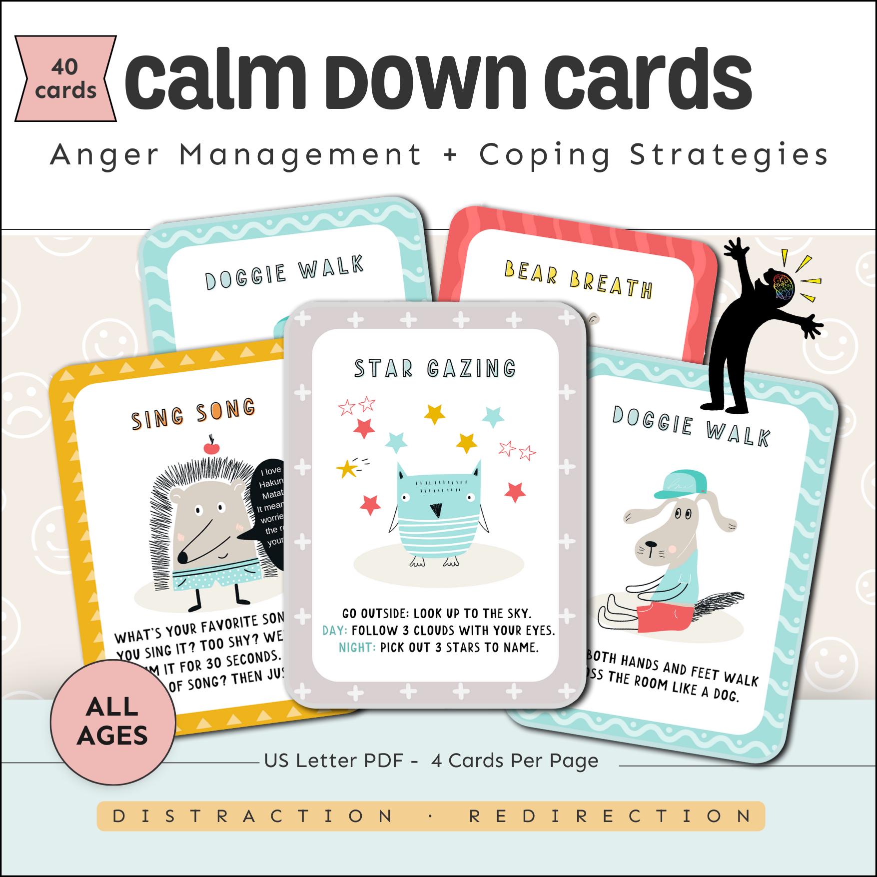 Calm Down Cards Mindfulness Cards Breathing Cards Coping Skills Anger ...