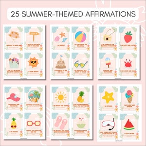 Summer Themed Positive Affirmation Cards for Kids, Boost Self ...