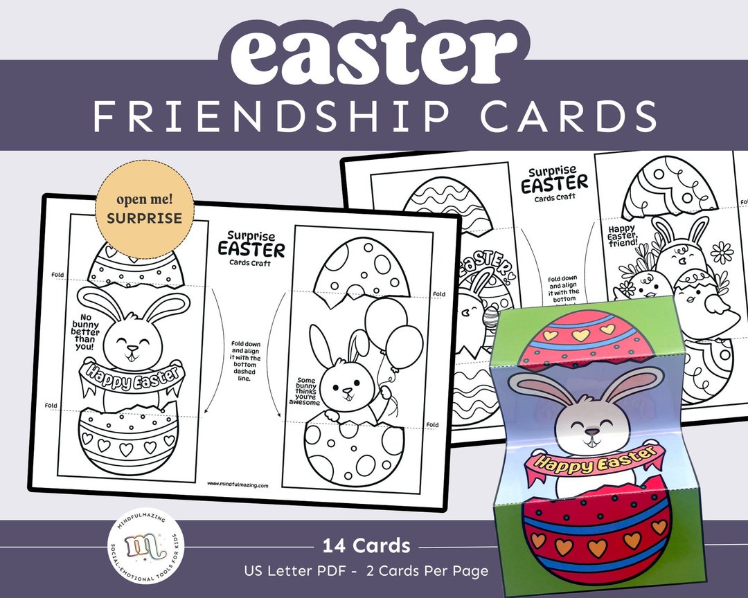 Easter Friendship Card Set Printable, SEL Friendship Crafts, Spring ...
