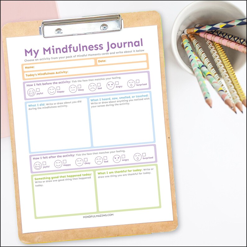 Mindfulness Cards and Journal- Great for Brain Breaks, Calming Down ...