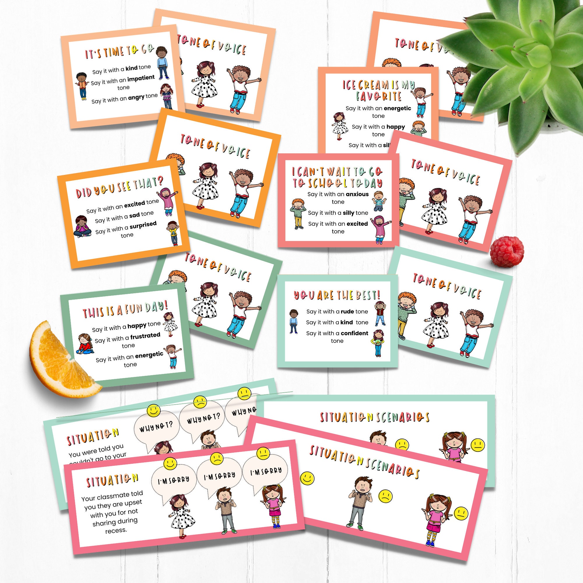 Tone of Voice Cards for Kids | Tone of Voice Scenario Cards | Social ...