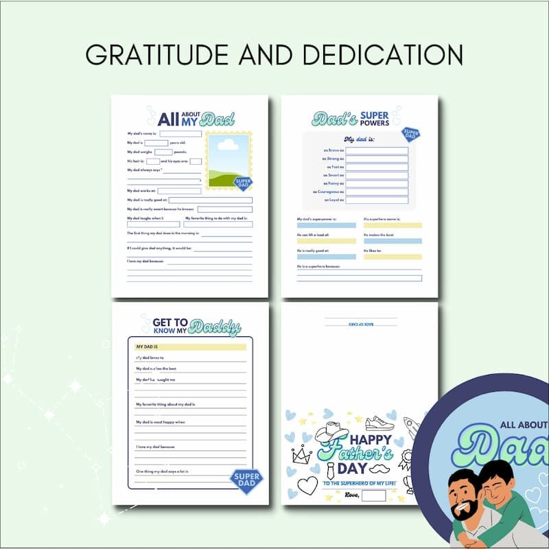 All About Dad Printable Activity Set| Father's Day Gift Set | Printable ...
