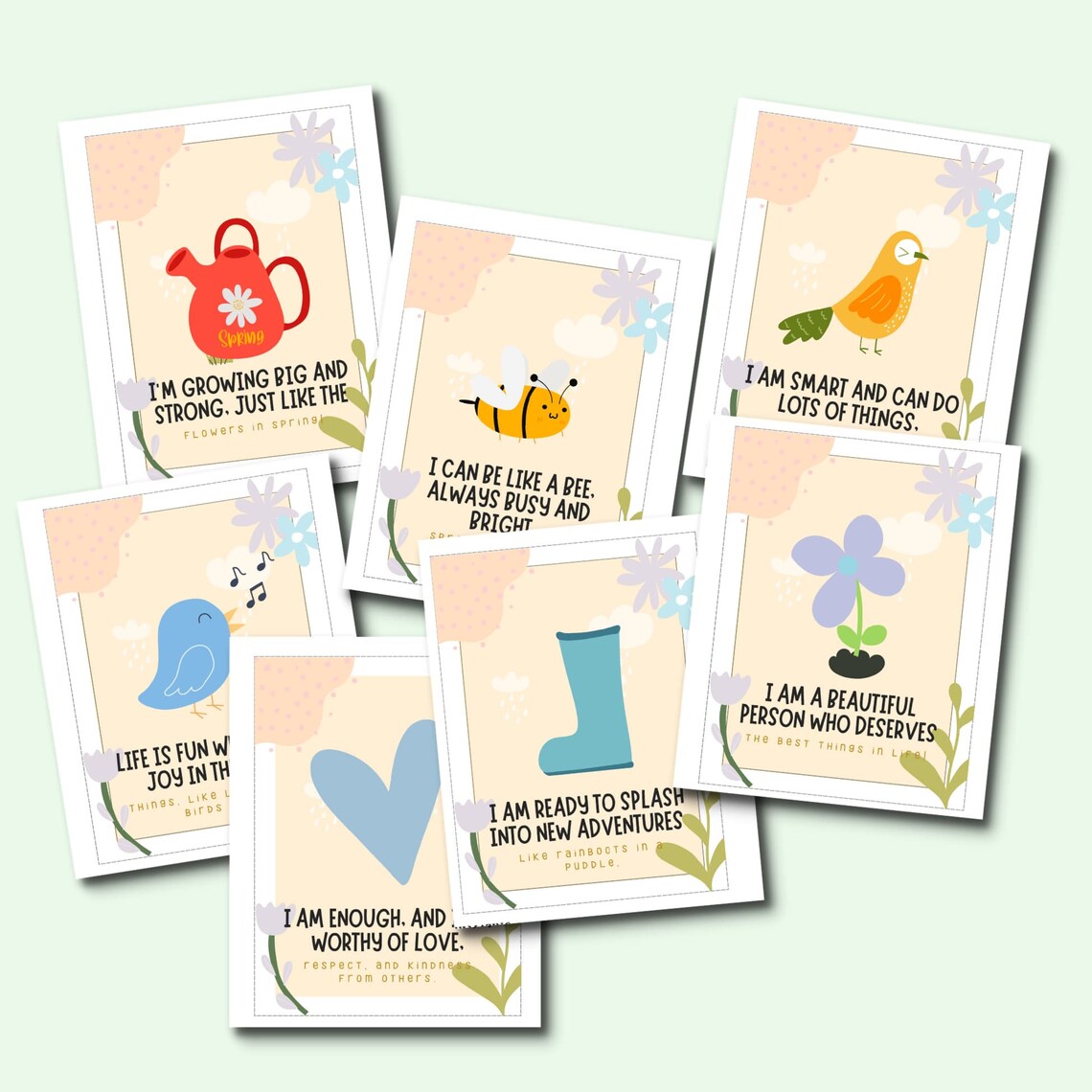 Positive Affirmation Cards for Kids [spring-themed] Affirmation ...