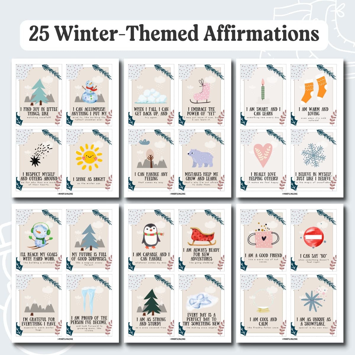 Winter-themed Positive Affirmation Cards for Kids | Affirmation Cards ...