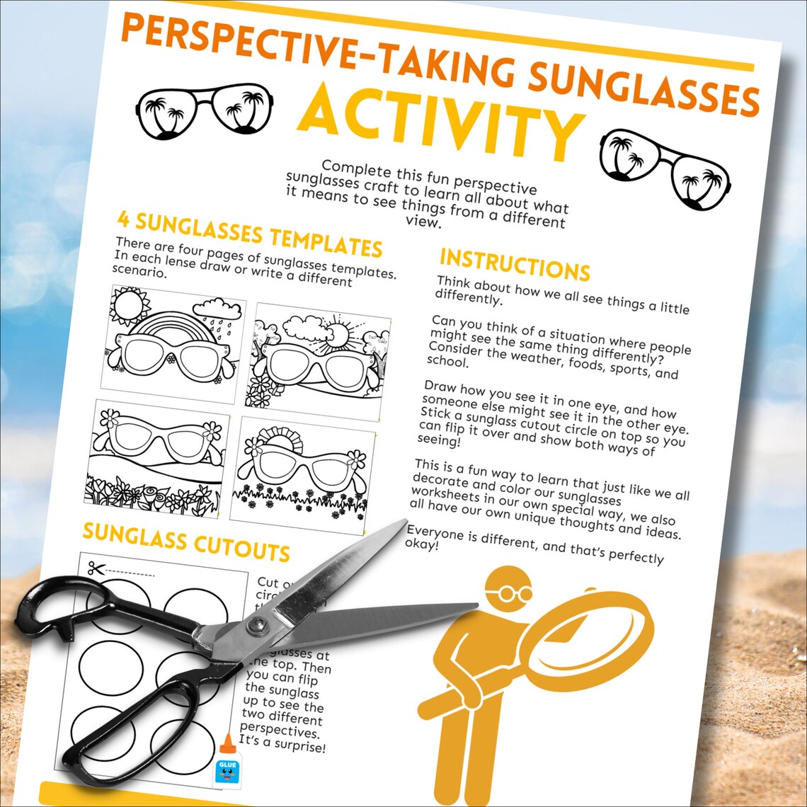 Perspective Taking Worksheets | Sunglasses Activities | Empathy ...