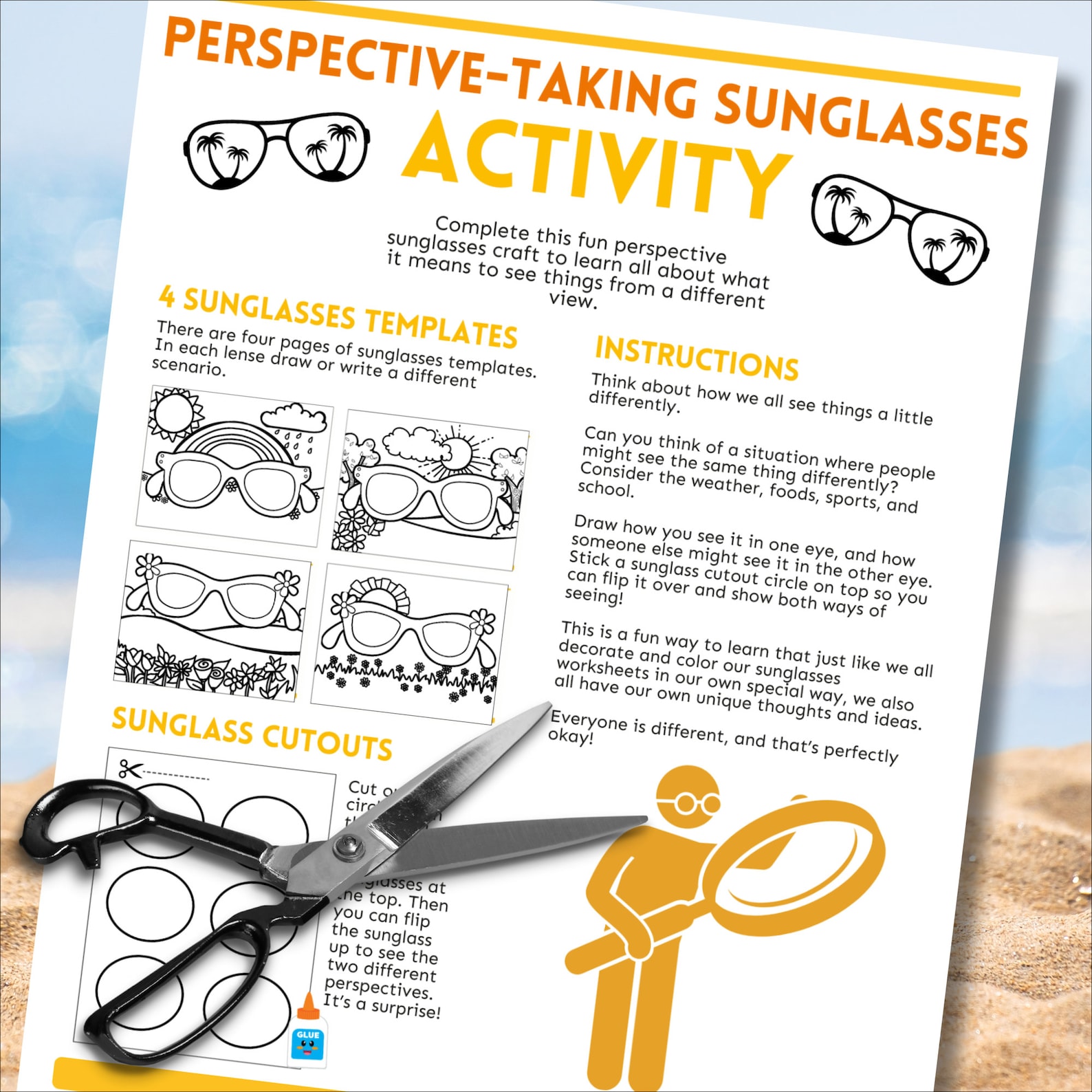 Perspective Taking Worksheets | Sunglasses Activities | Empathy ...