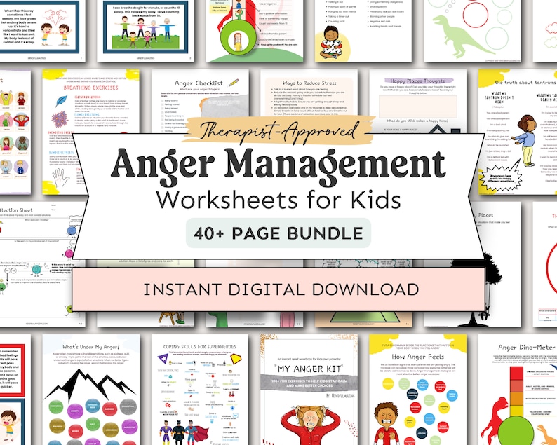 Anger Management Worksheets, Anger Journal, Anger Thermometer | Anger ...
