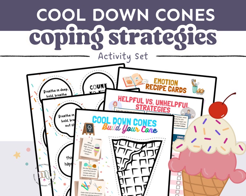 Cool Down Cones Coping Strategies, Coping Skills List, Emotional Regulation SEL Activities ...