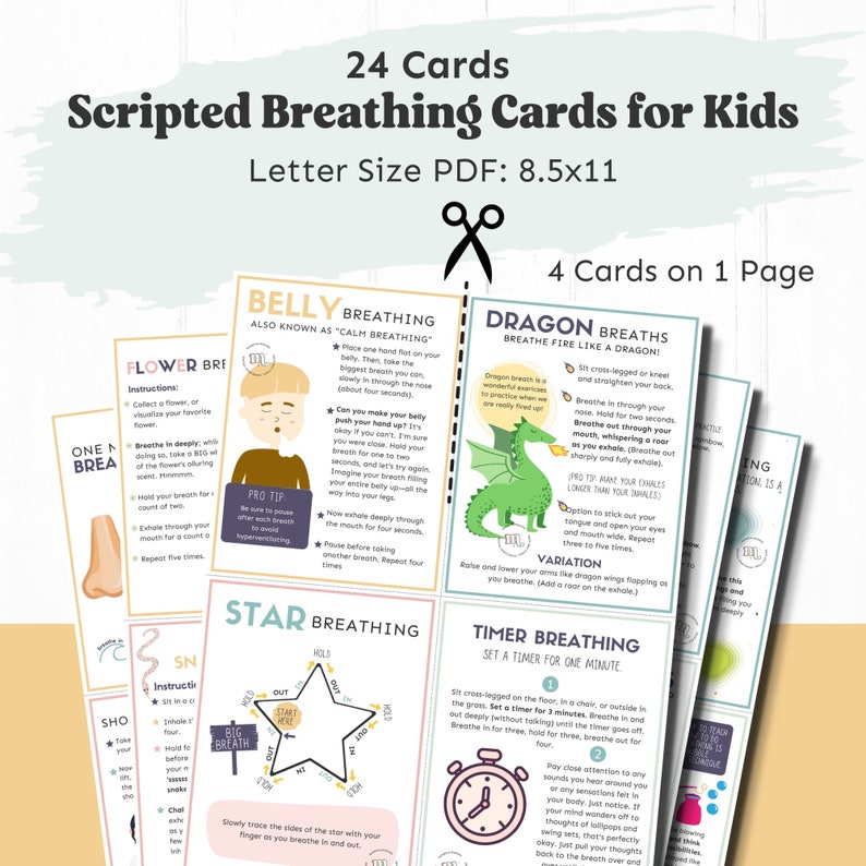 Breathing Card Deck | Mindfulness Cards | Scripted Breathing Cards ...