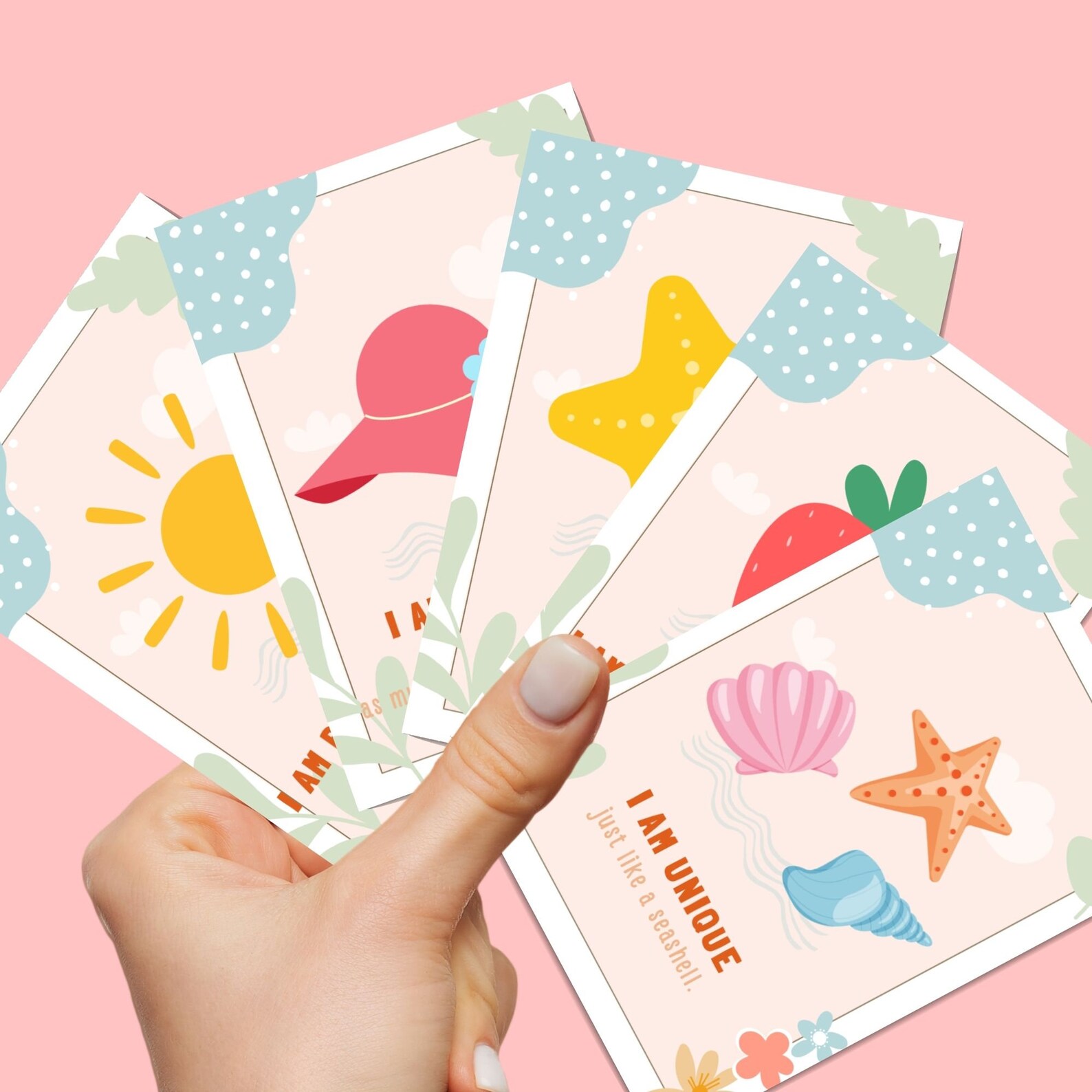 Summer Themed Positive Affirmation Cards for Kids, Boost Self ...