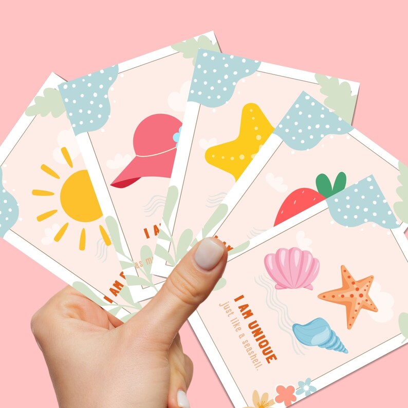 Summer Themed Positive Affirmation Cards for Kids, Boost Self ...