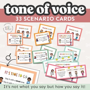 Tone of Voice Cards for Kids Tone of Voice Scenario Cards Social Skills ...