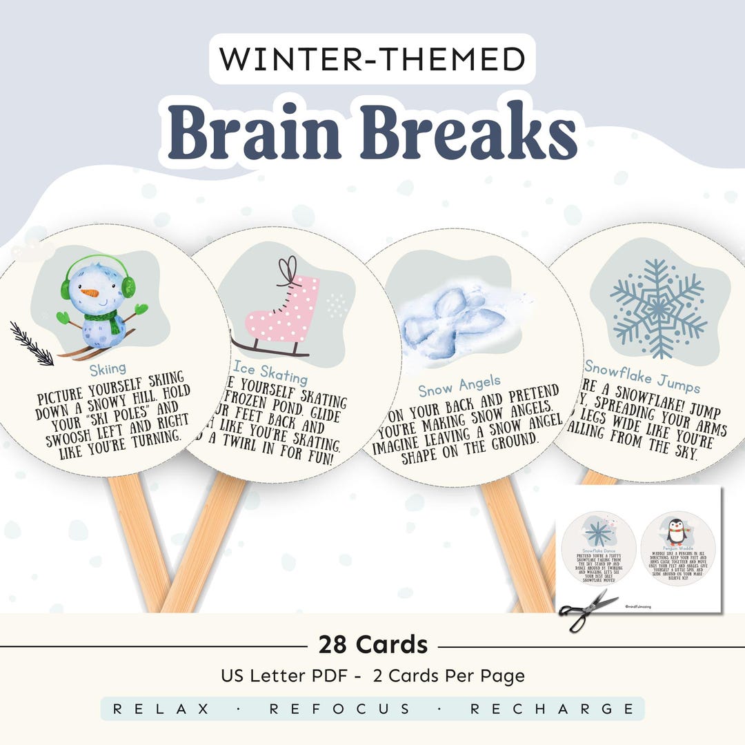 Winter Brain Break Cards | Brain Break Activities for Kids | Movement ...