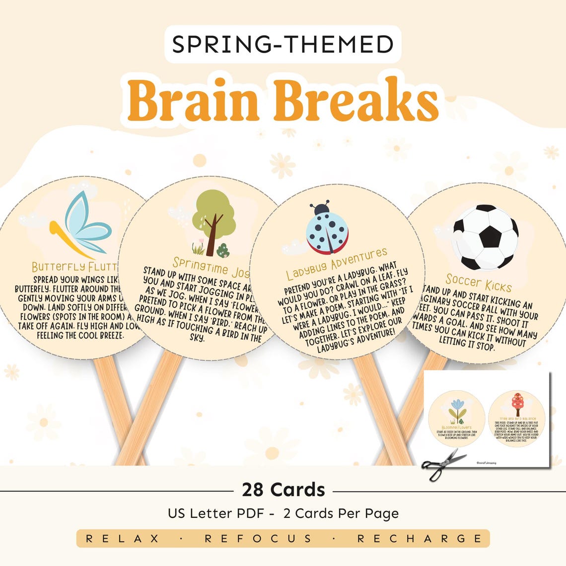 Spring Brain Breaks | Brain Break Activities | Brain Break Cards ...