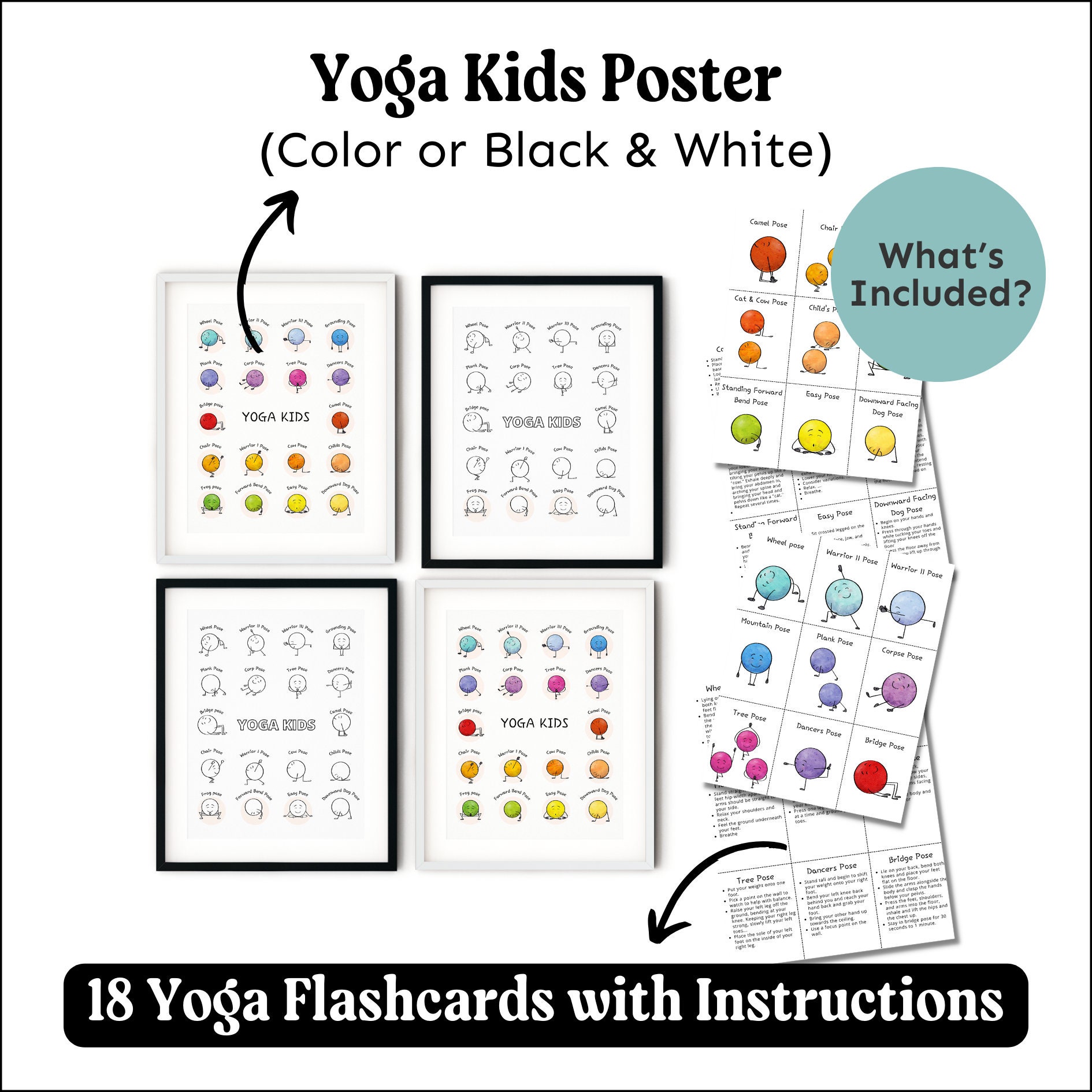 Yoga Cards for Kids | Yoga Poster Set | Yoga Pose Cards for Kids ...